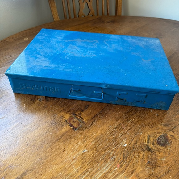 Storage & Organization | Vintage Blue Metal Box Bowman Storage ...